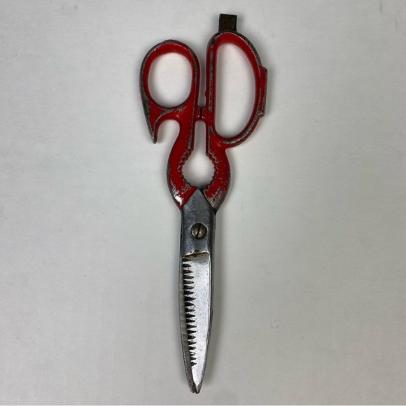 Kitchen | Vintage Scissors Metal Red Handle Made In Japan Hand Tool ...
